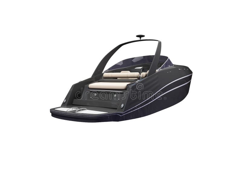 Black Boat Isolated Back View Stock Illustration - Illustration of ...