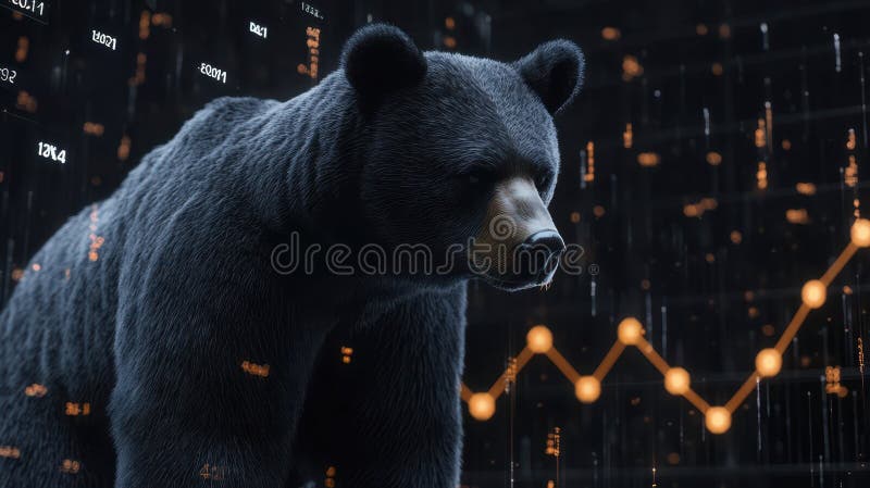 Black Bodied Bear Standing in Front of Data Graph Stock Illustration ...