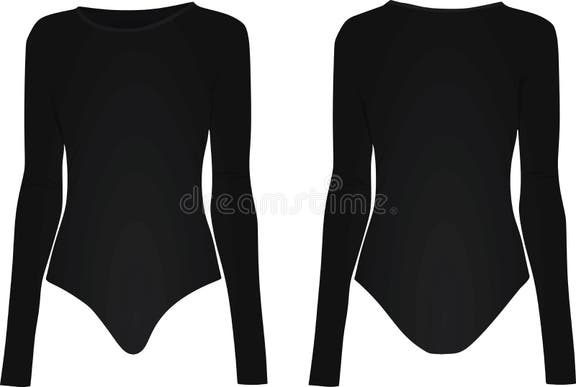 Black Bodysuit Front and Back View Stock Vector - Illustration of ...