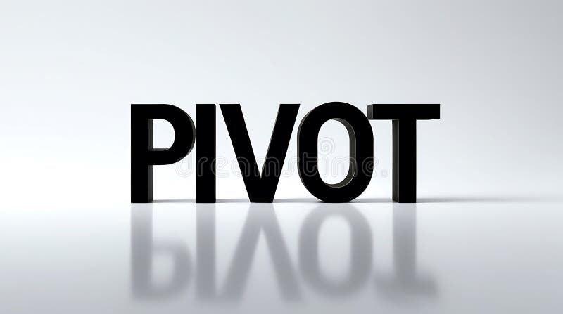 Black Bold Typography Spelling Pivot on a Reflective Surface in ...