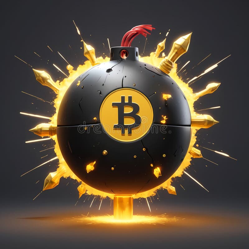 Bomb with Arrows and Sparks on Gray Background Stock Illustration ...