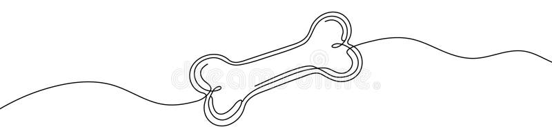 Black Bone in One Line Art Style. Bone Drawing with Editable Stroke on ...