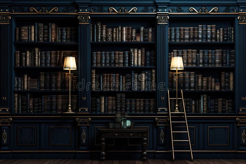 A Black Bookcase in a Dark Room and Dim Light. Stock Illustration ...