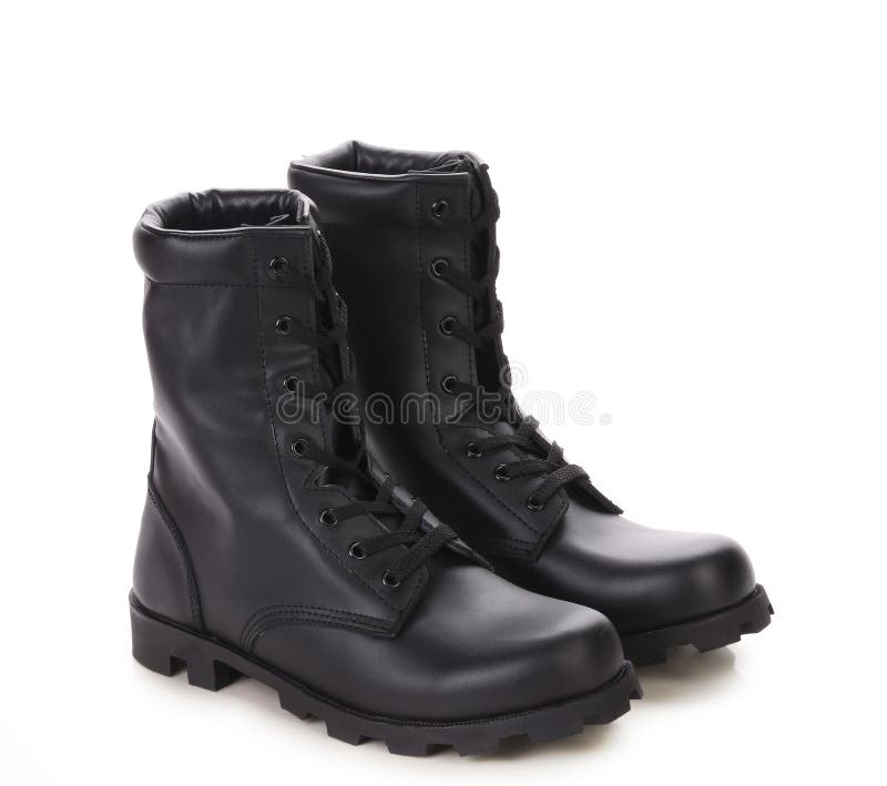 Black Man S Boots. Front View Stock Image - Image of brown, fashion ...