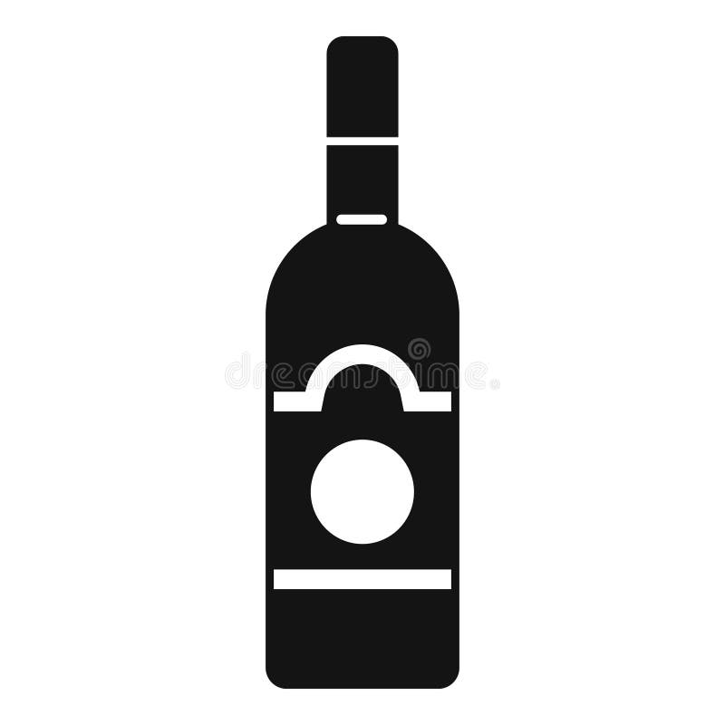 Black Bottle of Alcohol with Blank Label Icon Simple Style Stock Vector ...