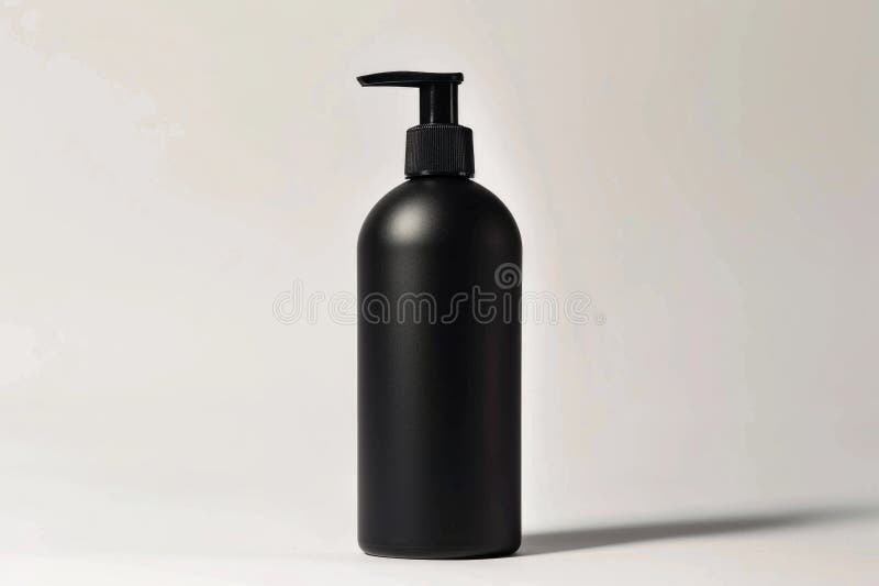 A Black Bottle of Liquid on a White Surface Stock Illustration ...