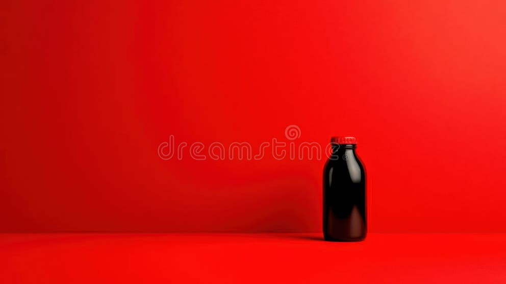 Black Bottle on Red Background Stock Illustration - Illustration of ...