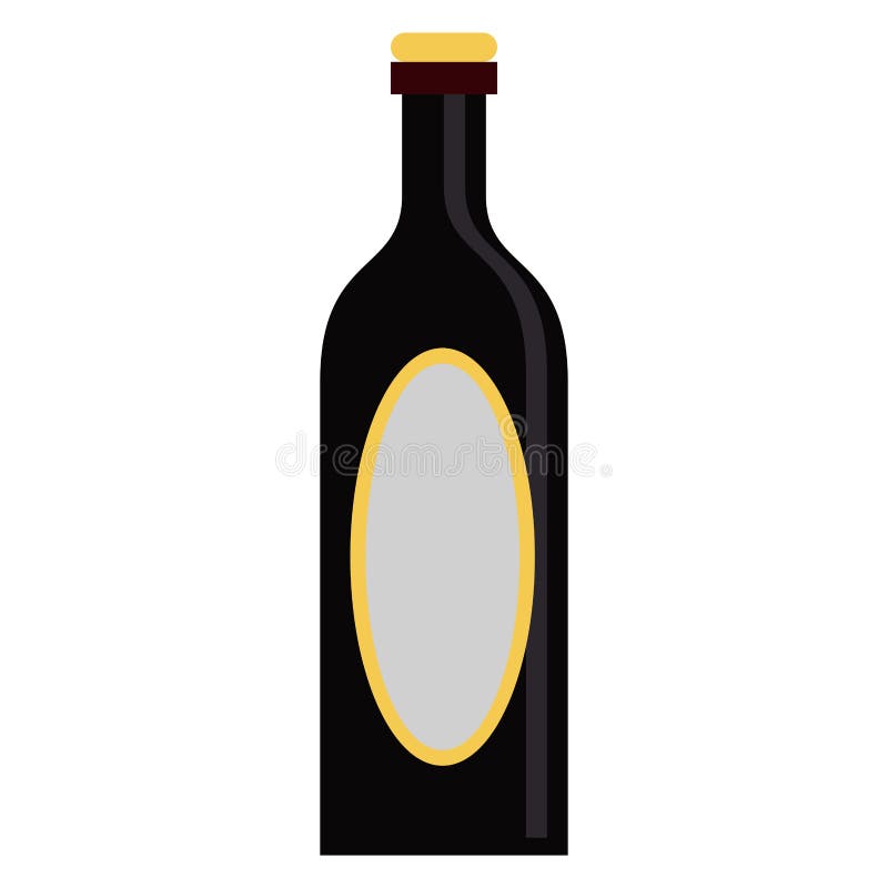 Black Bottle Wine Yellow Cap Blank Label Stock Vector - Illustration of ...