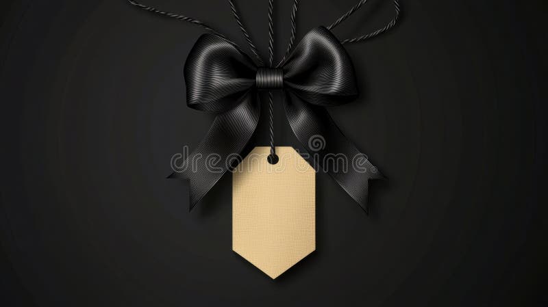 A Black Bow with a Gold Tag on it, AI Stock Photo - Image of greeting ...