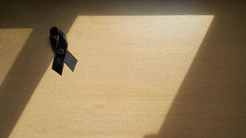 Black Bow Isolated on the Wooden Screen. Stock Image - Image of grief ...