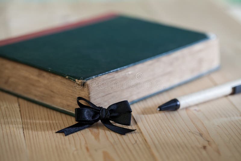 Black Bow with Ribbon with Old Book Stock Photo - Image of decorative ...