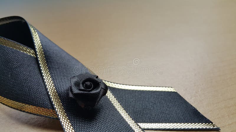 Black Bow on the Wooden Floor. Stock Image - Image of grieving ...