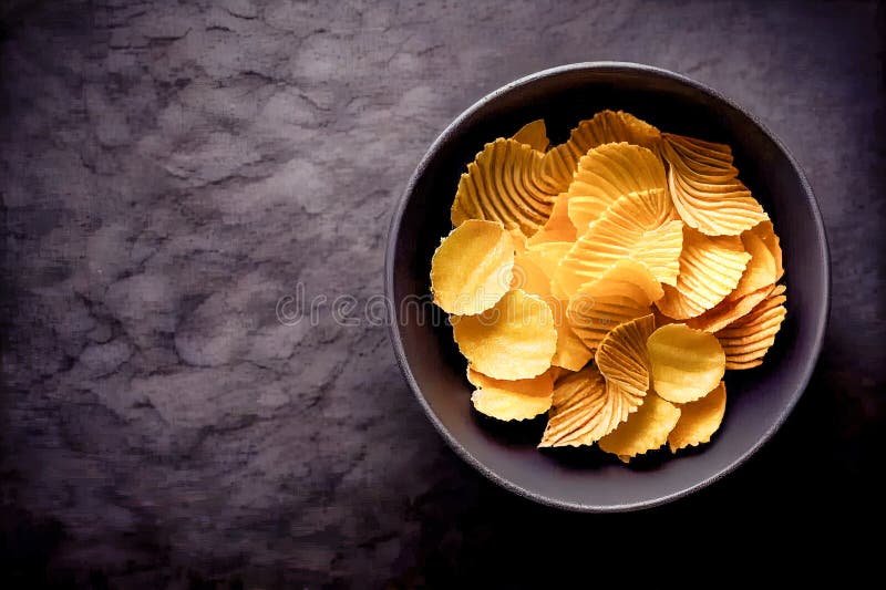 Black Bowl Chips Top View. Generative AI, Generative, AI Stock ...