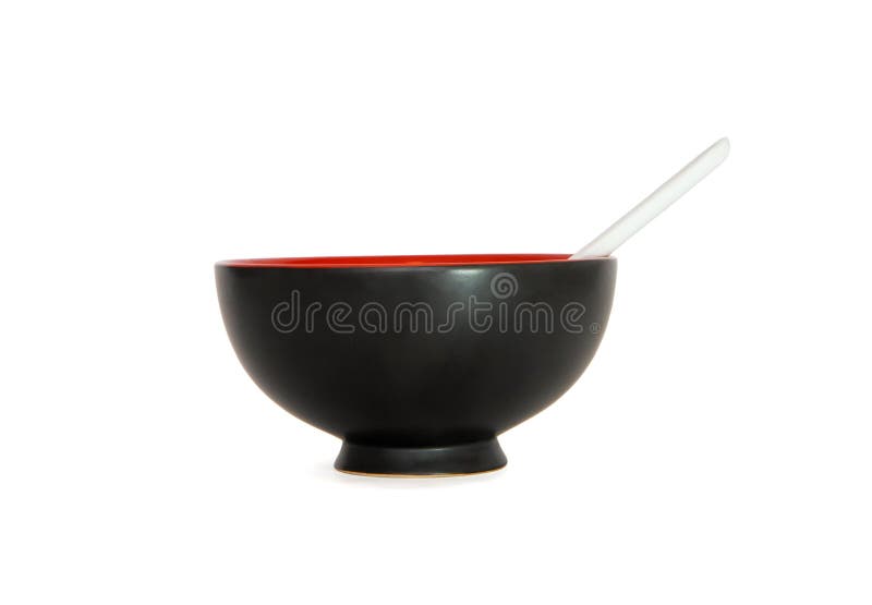 Black Bowl with Spoon Side View Isolated Stock Image - Image of side ...