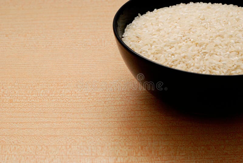Black Bowl with White Rice,Orange Background Stock Image - Image of ...