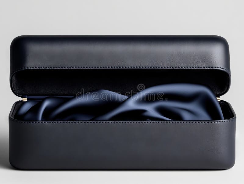 A Black Box with a Blue Satin Lining Inside of it Stock Image - Image ...