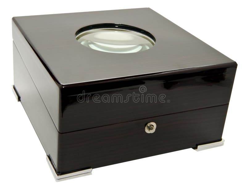 Black Box with Glass in Top Stock Photo - Image of white, chest: 13551596