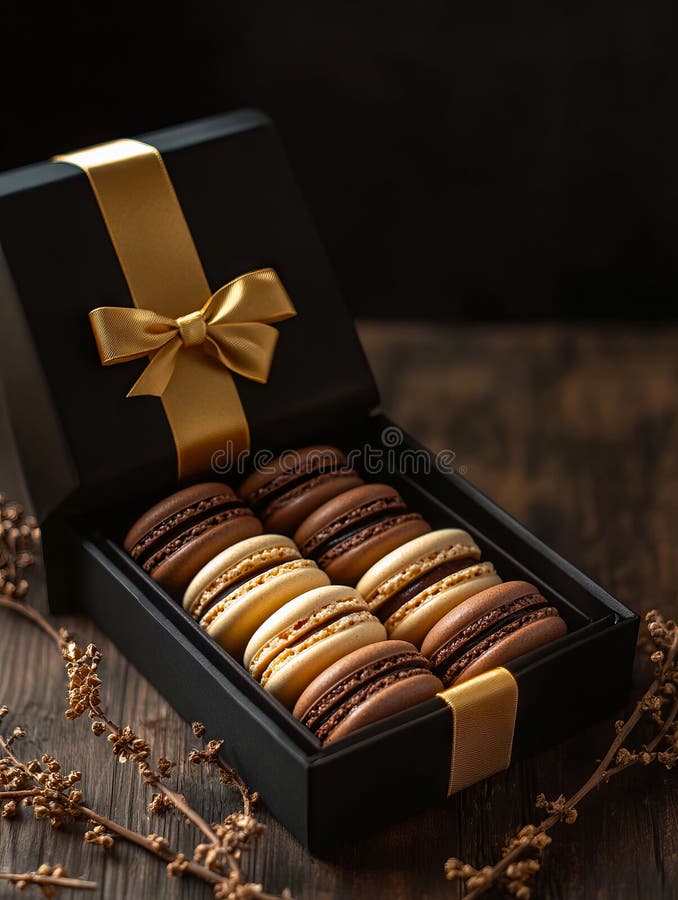 A Black Box with a Gold Ribbon Tied Around it Stock Photo - Image of ...