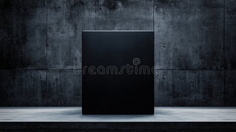 A Black Box on a Gray Concrete Floor. Stock Photo - Image of stark ...