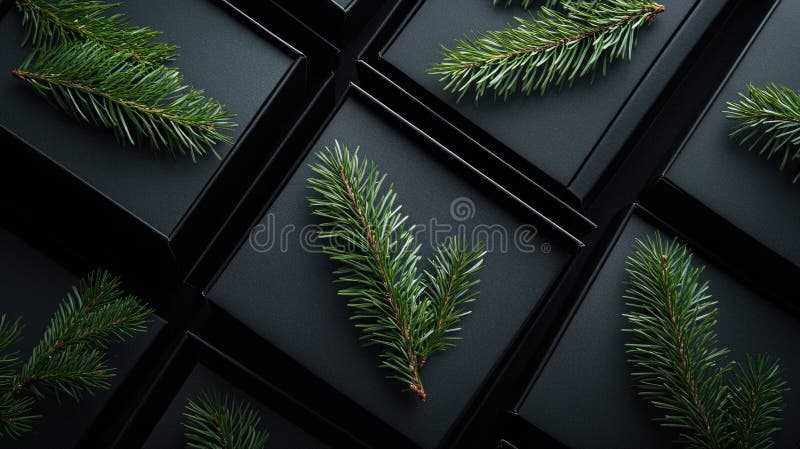 Black Box with a Green Leaf on Top Stock Photo - Image of design ...