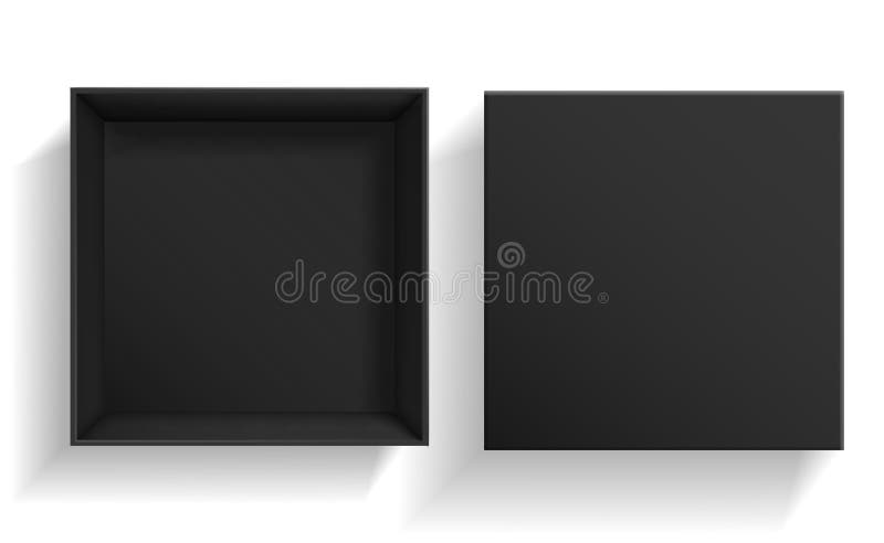 Black Box Packaging. Side View Open and Closed Gift Blank Boxes Stock ...