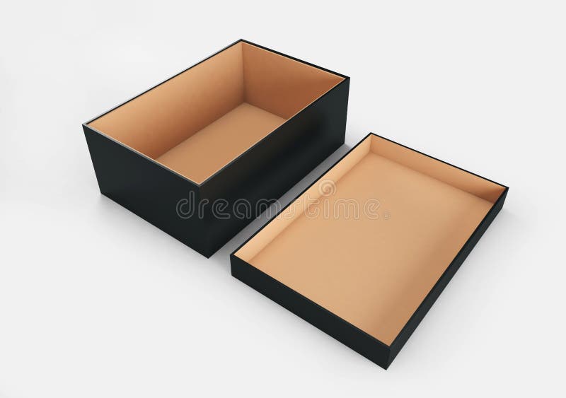 Black Box with Opened Cover and Cardboard Inside Stock Illustration ...