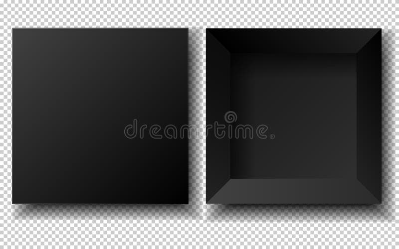 Black Box Packaging. Top View Open and Closed Gift Presentation Boxes ...