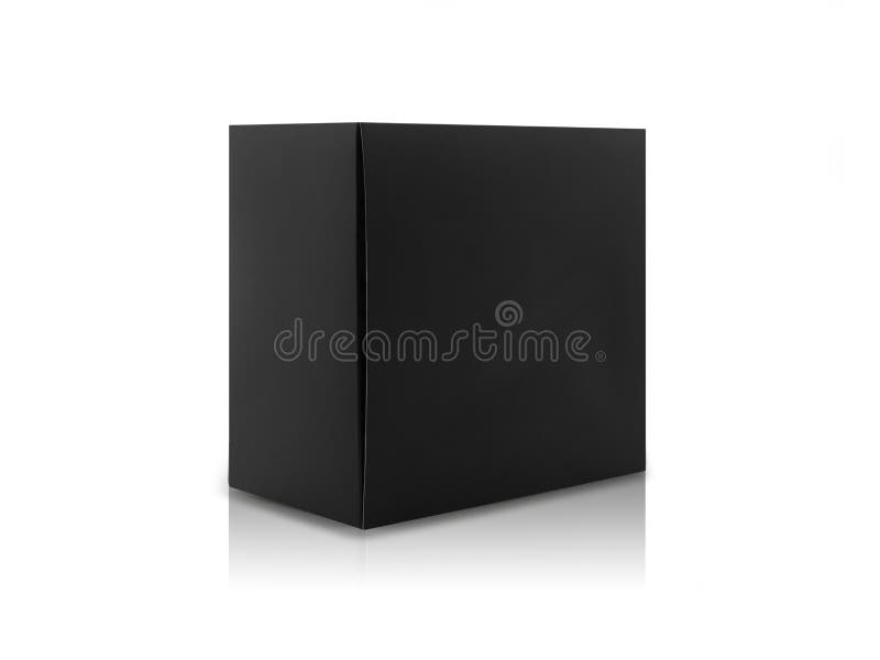 Black Box Product Packaging in Side View Isolated on White Background ...