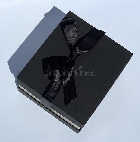 Black Box with Ribbon stock photo. Image of black, white - 338849234
