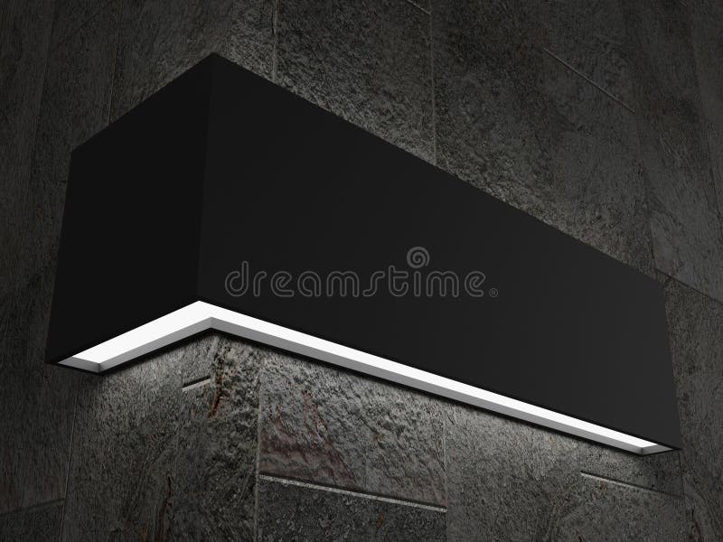 Black Box Sign on Wall with Glow Light, for Logo or Branding Mockup ...