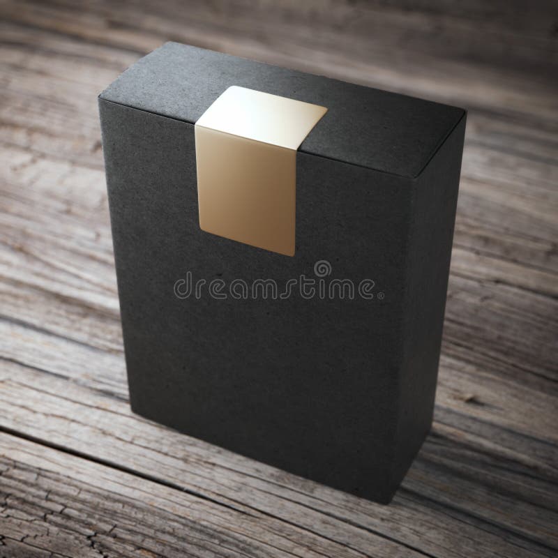 Black box with sticker stock image. Image of matt, label - 67130663