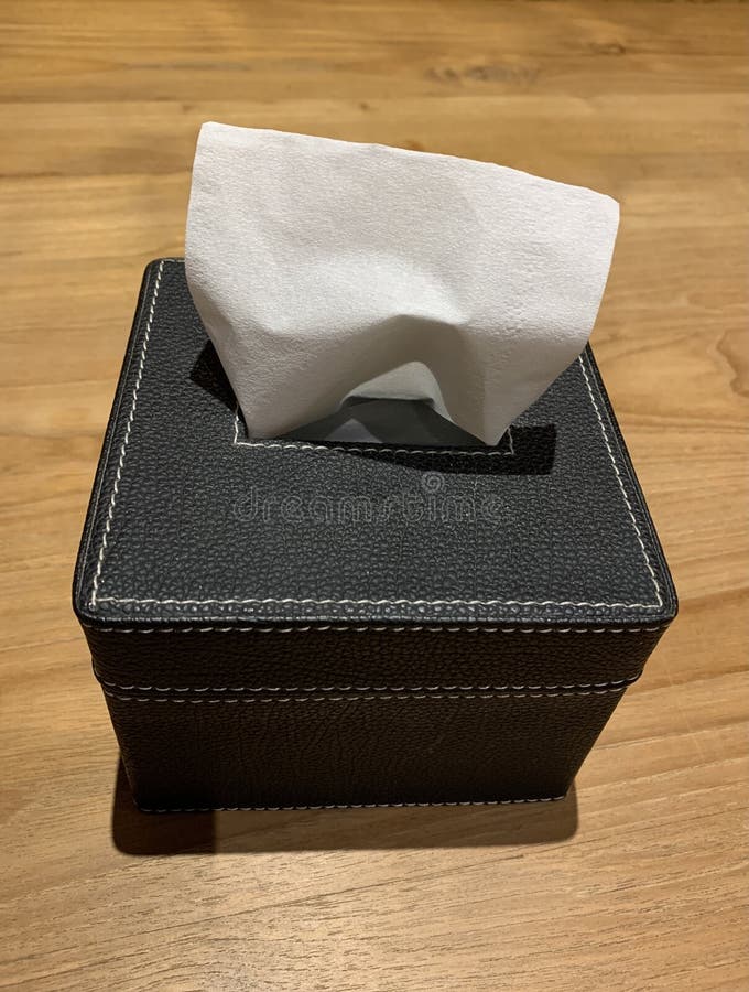 Black Box of Tissues on the Wooden Table Stock Photo - Image of ...