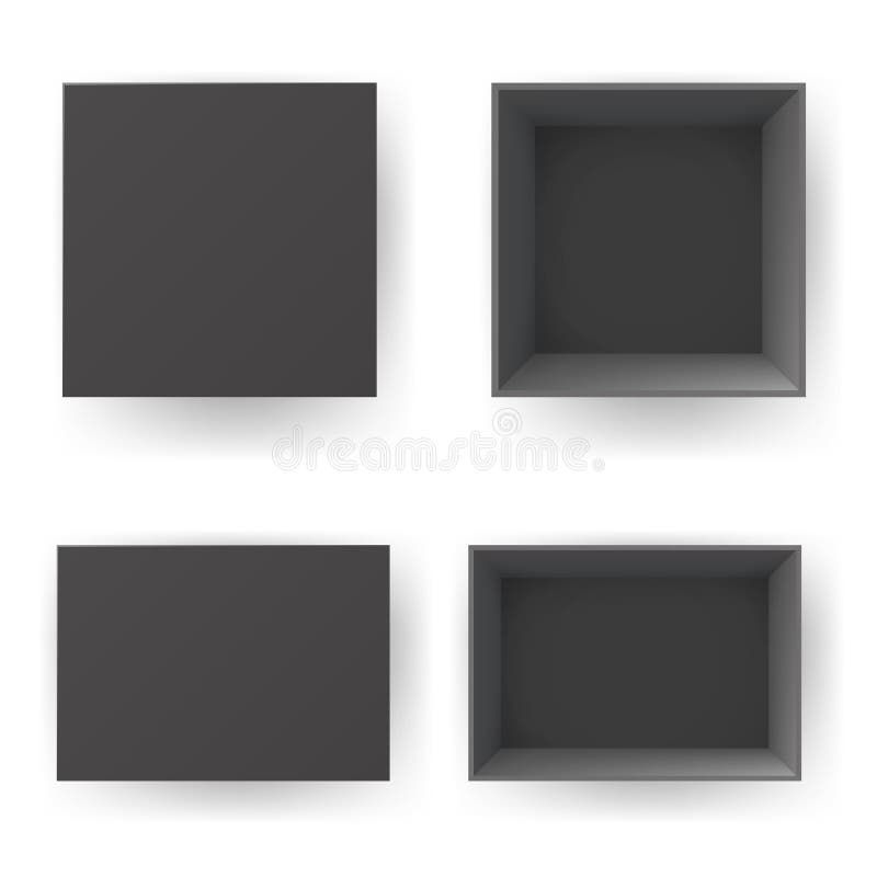 Black Box Top View Isolated Paper Open Realistic Container Design ...