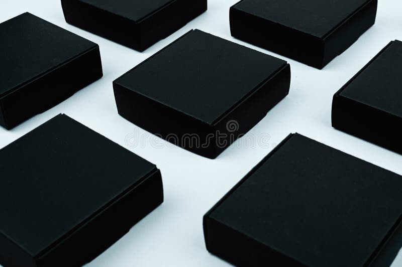 Black Boxes on a White Background. Black Boxes on a Blue Background on ...