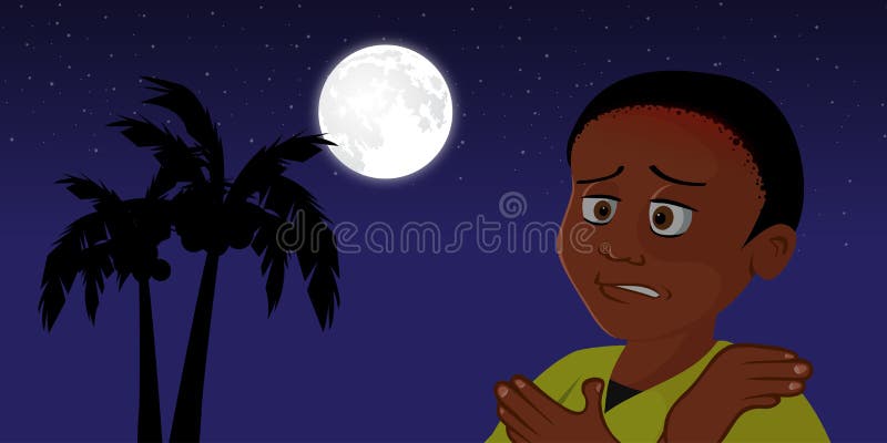 Black boy cold at night stock illustration. Illustration of dark - 34933809