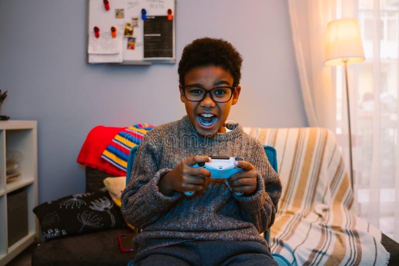 Black Boy Screaming while Using Joystick while Playing Online Game ...