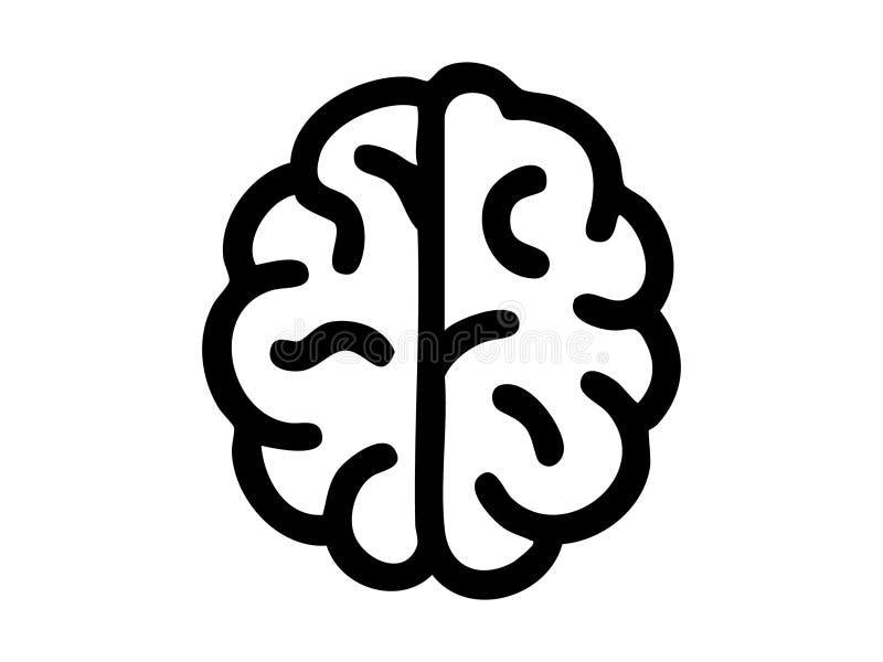 Black Brain Icon in Outline Style, Isolated on White Background, Vector ...
