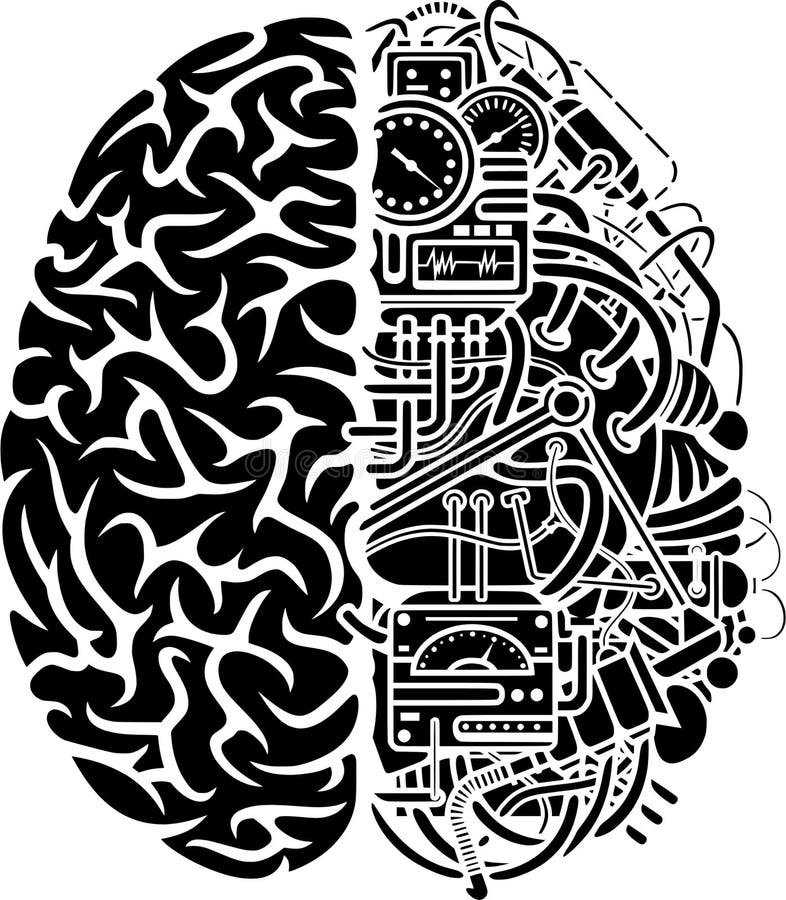 Black Brain Silhouette or Flat Education Illustration of Idea Logo ...