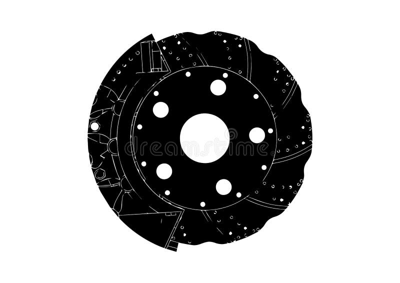 Black Car Brake Disk with Caliper Icon Isolated on White Background ...