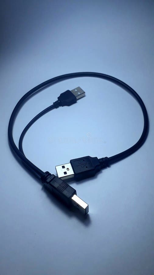 Black Branched USB Cable on White Background Stock Photo - Image of ...