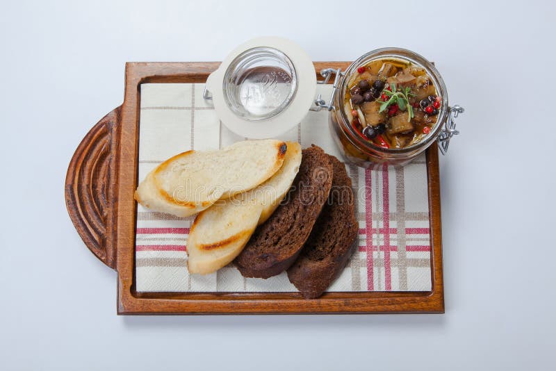 Black Bread and Herring in Glass Gar Stock Image - Image of brown ...