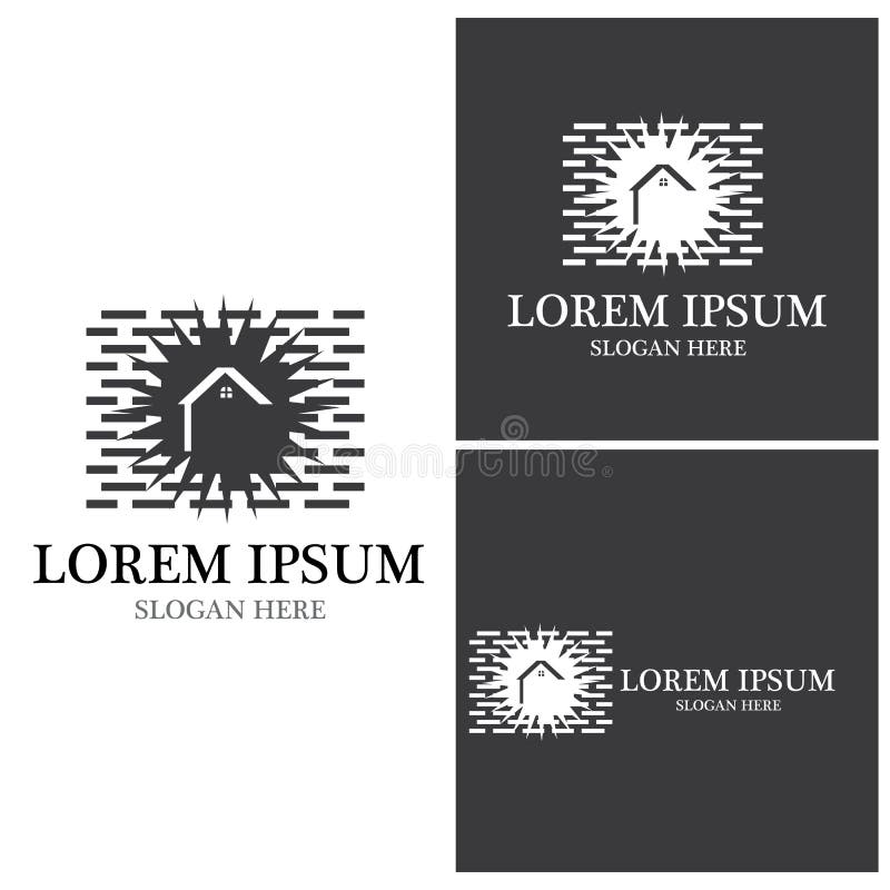 Black Brick Wall Logo Vector Template Stock Vector - Illustration of ...