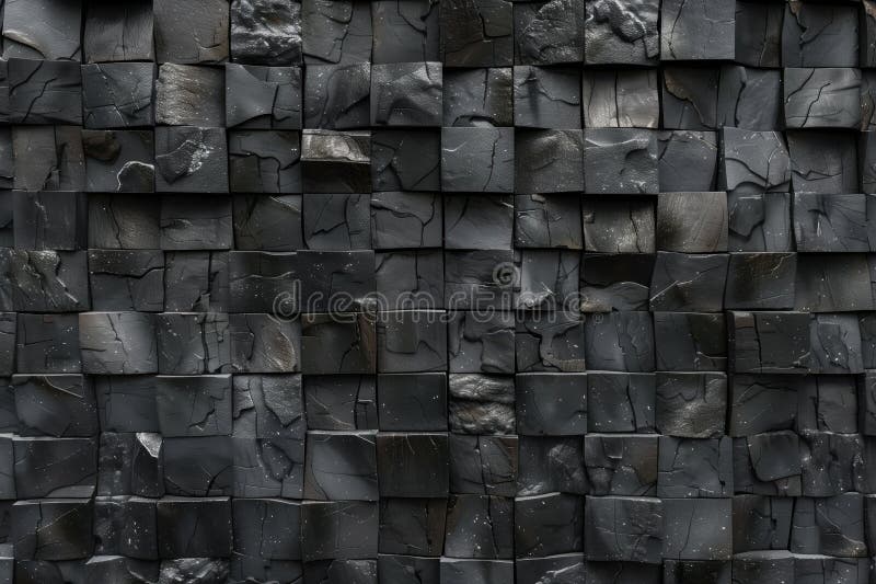 Black Brick Wall with Square Parts Forming 3d Texture Pattern, AI ...