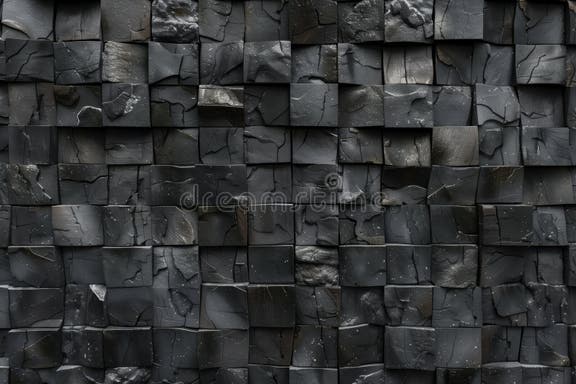 Black Brick Wall with Square Parts Forming 3d Texture Pattern, AI ...