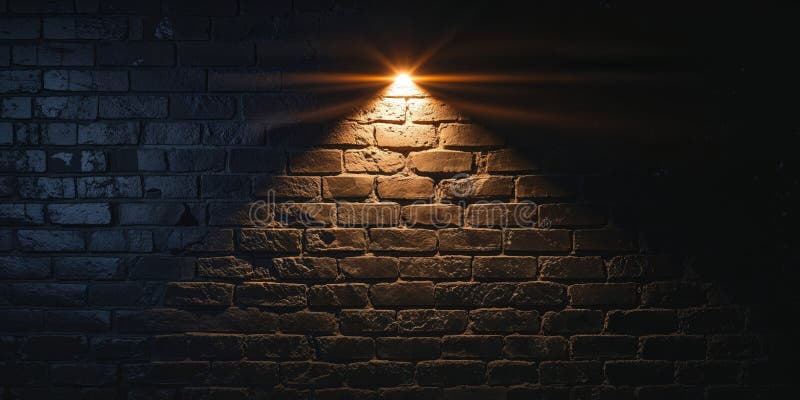 Black Brick Wall Texture Background Lit by Dramatic Spotlight Creating ...