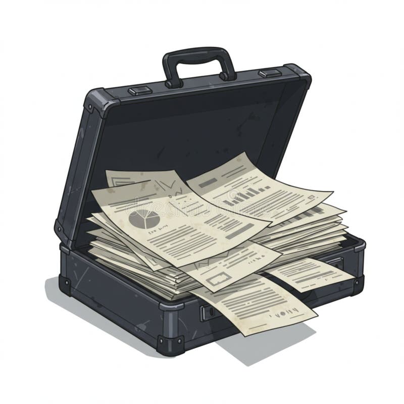 A Black Briefcase is Filled with Documents Featuring Charts and Graphs ...