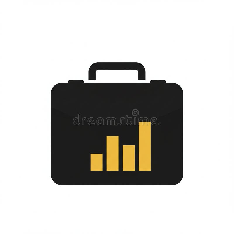 Black Briefcase Icon with a Simplified Yellow Bar Graph Design on Its ...