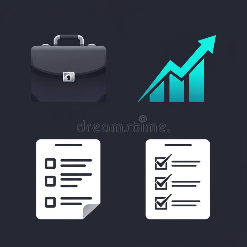 Black Briefcase with a Silver Lock at Top Left. Blue Ascending Line ...