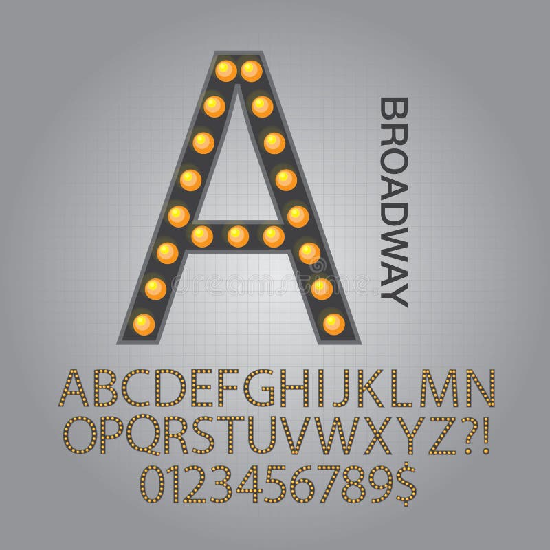 Black Broadway Alphabet and Numbers Vector Stock Vector - Illustration ...