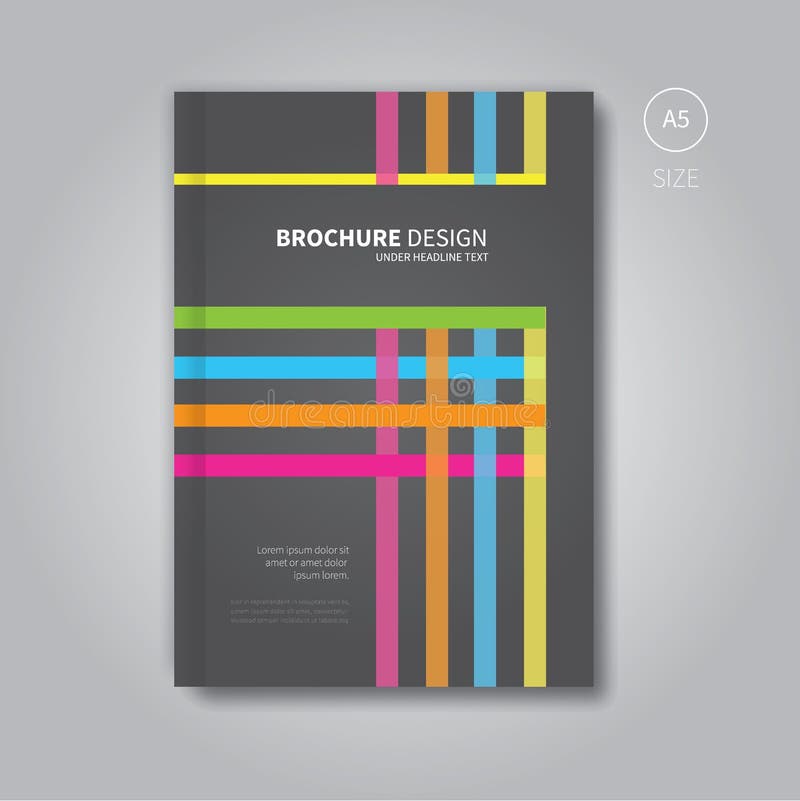Black Brochure with Colour Lines Stock Illustration - Illustration of ...